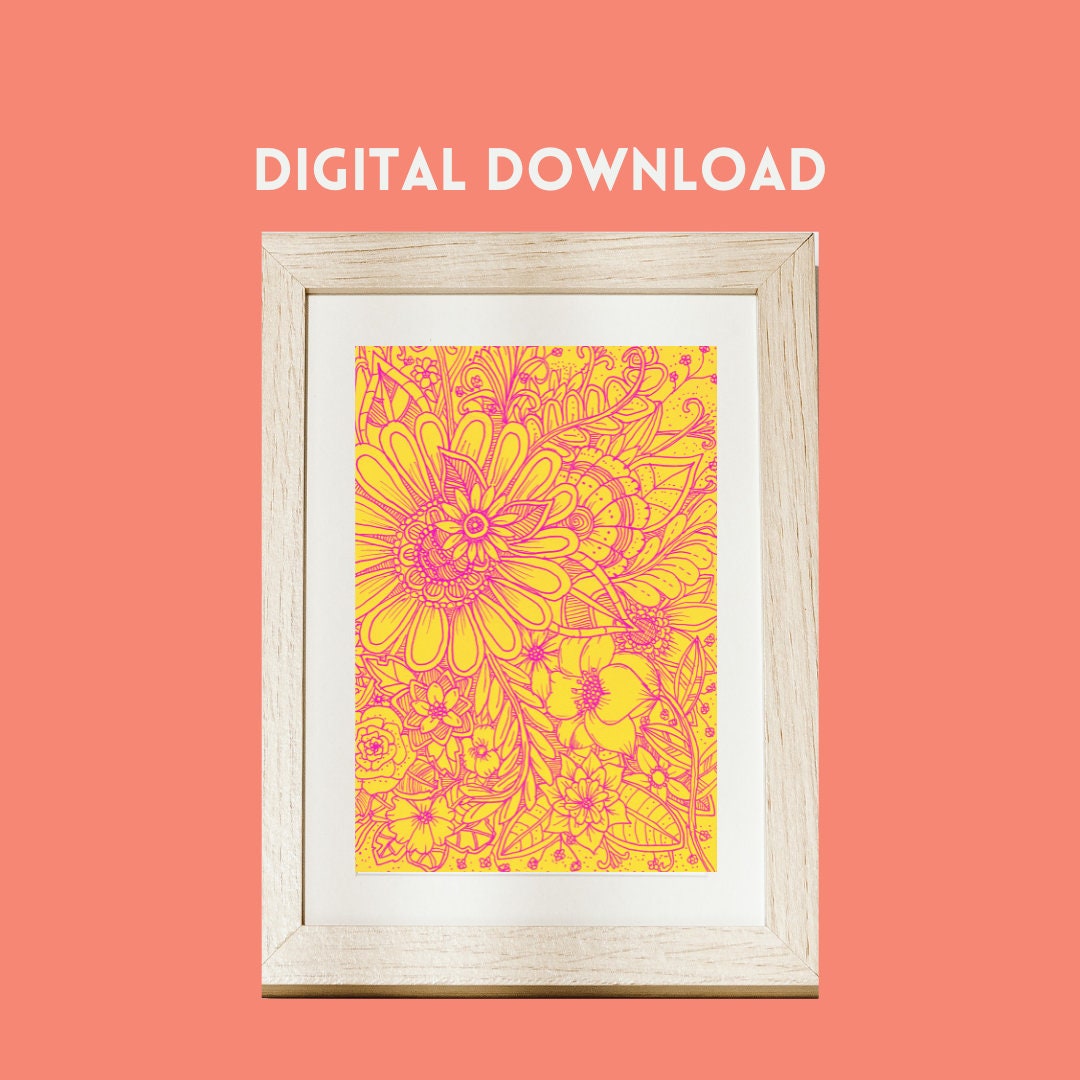 PRINTABLE Flower Power Art Print | Floral Wall Art | Digital Download ...