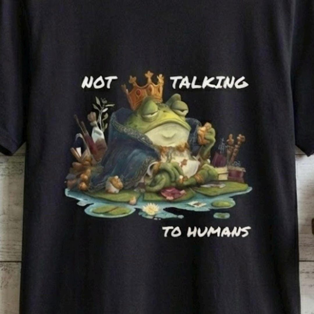 Funny Introvert Shirt, Not Talking to Humans, Grumpy Frog Tee ...
