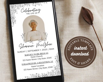 Digital Funeral Invitation Electronic Funeral Template Digital ...