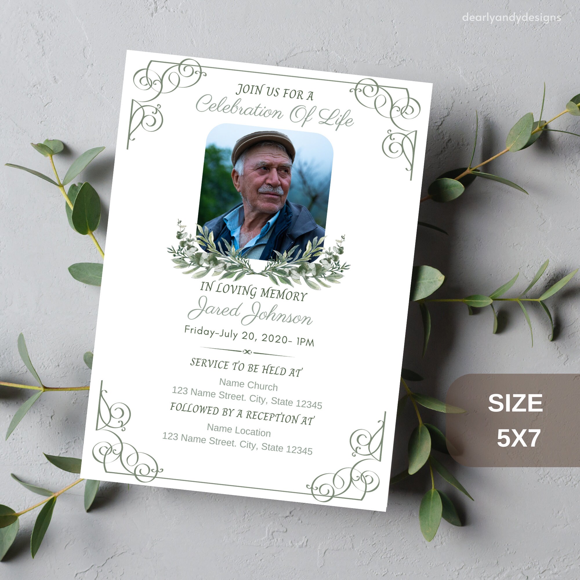 Funeral Invitation Funeral Announcement Editable Template - Etsy