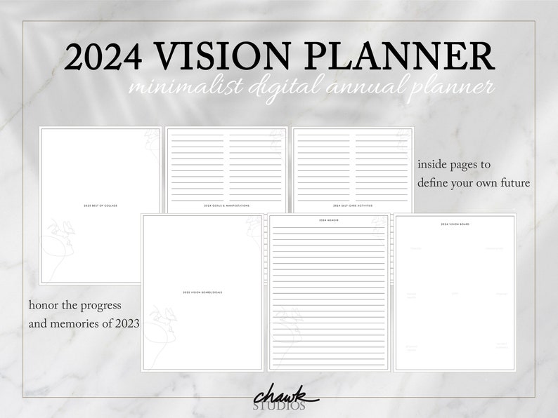 Minimalist Vision Planner Bundle With Goals, Manifestations, Journaling ...