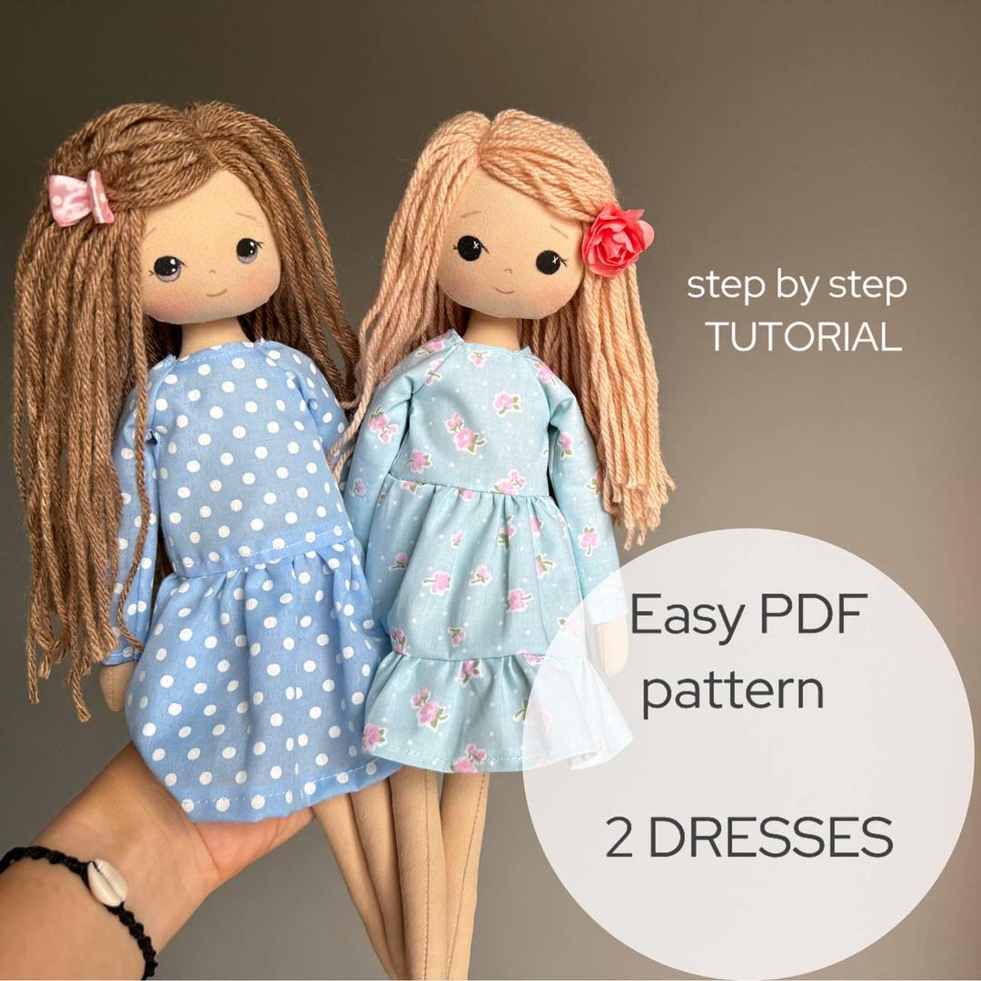 2 Easy Sewing Patterns Ruffle Dress for 14inch Doll - Doll Dress PDF ...