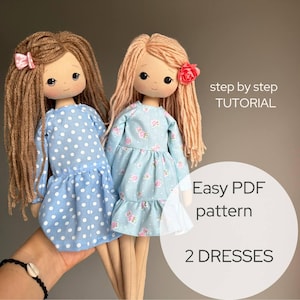 2 Easy Sewing Patterns Ruffle Dress for 14inch Doll - Doll Dress PDF ...