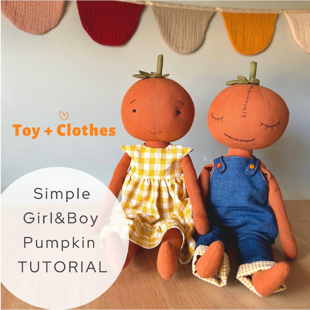 Halloween Pumpkin Doll Sewing Pattern: Boy & Girl + Clothes (PDF ...