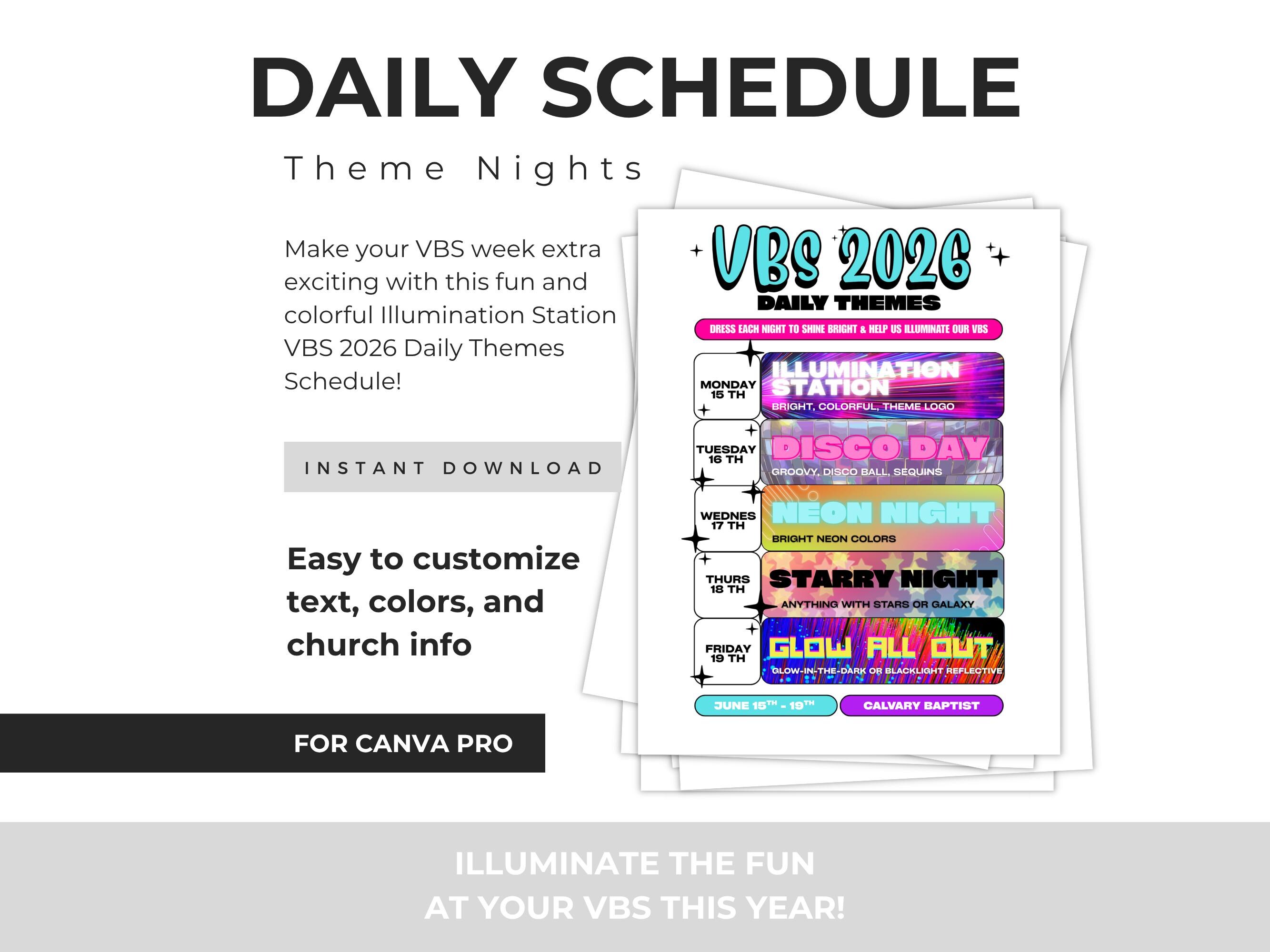 Illumination Station VBS 2026 Daily Themes Schedule | Glow Theme Dress ...
