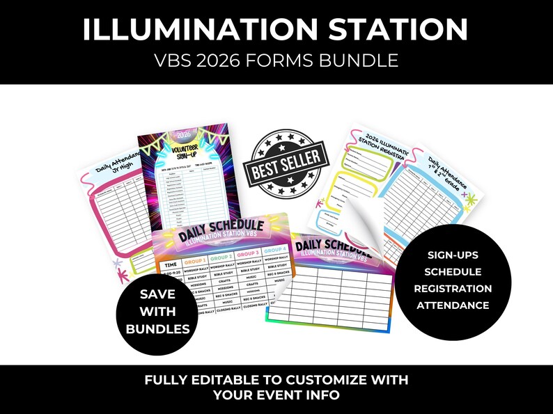 VBS 2026 Forms Bundle Canva Template | Vacation Bible School Planner ...