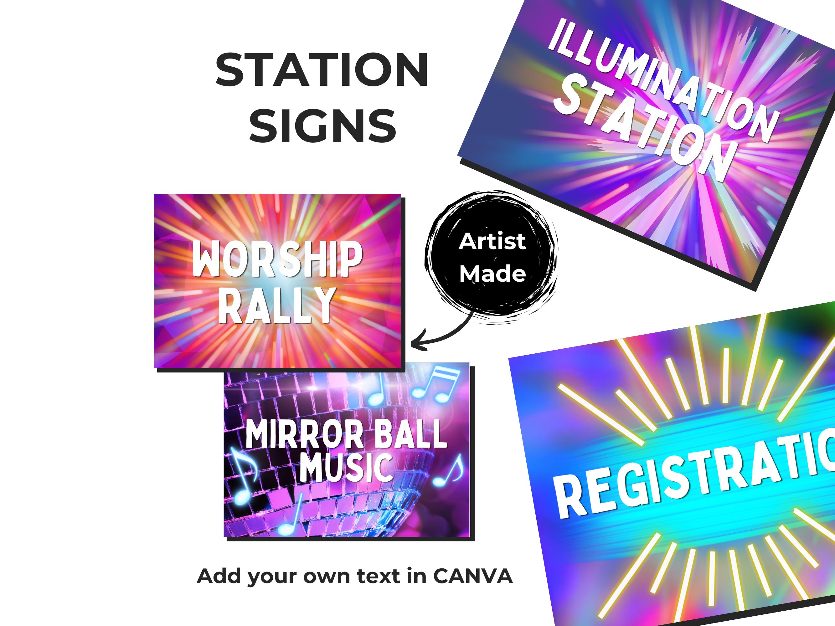 VBS 2026 Rotation Signs Canva Template | Illumination Station Station ...