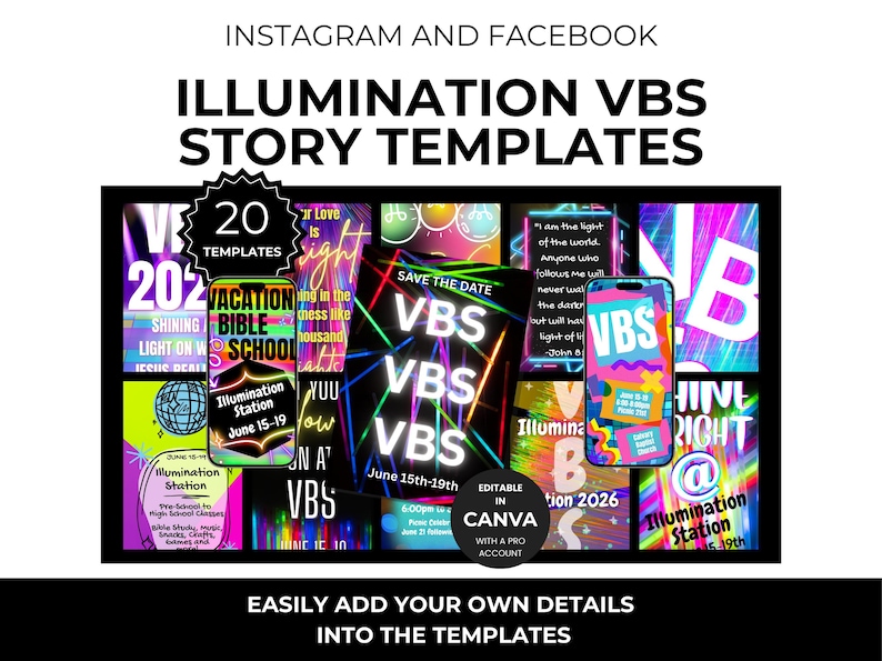 VBS 2026 Canva PRO Templates | Illumination Station Social Media Kit ...