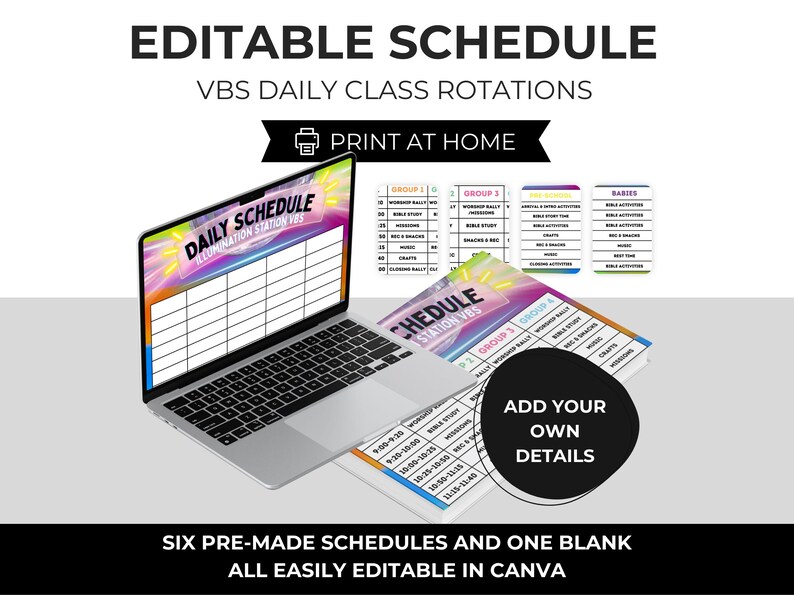 VBS 2026 Daily Schedule Template Canva | Vacation Bible School ...