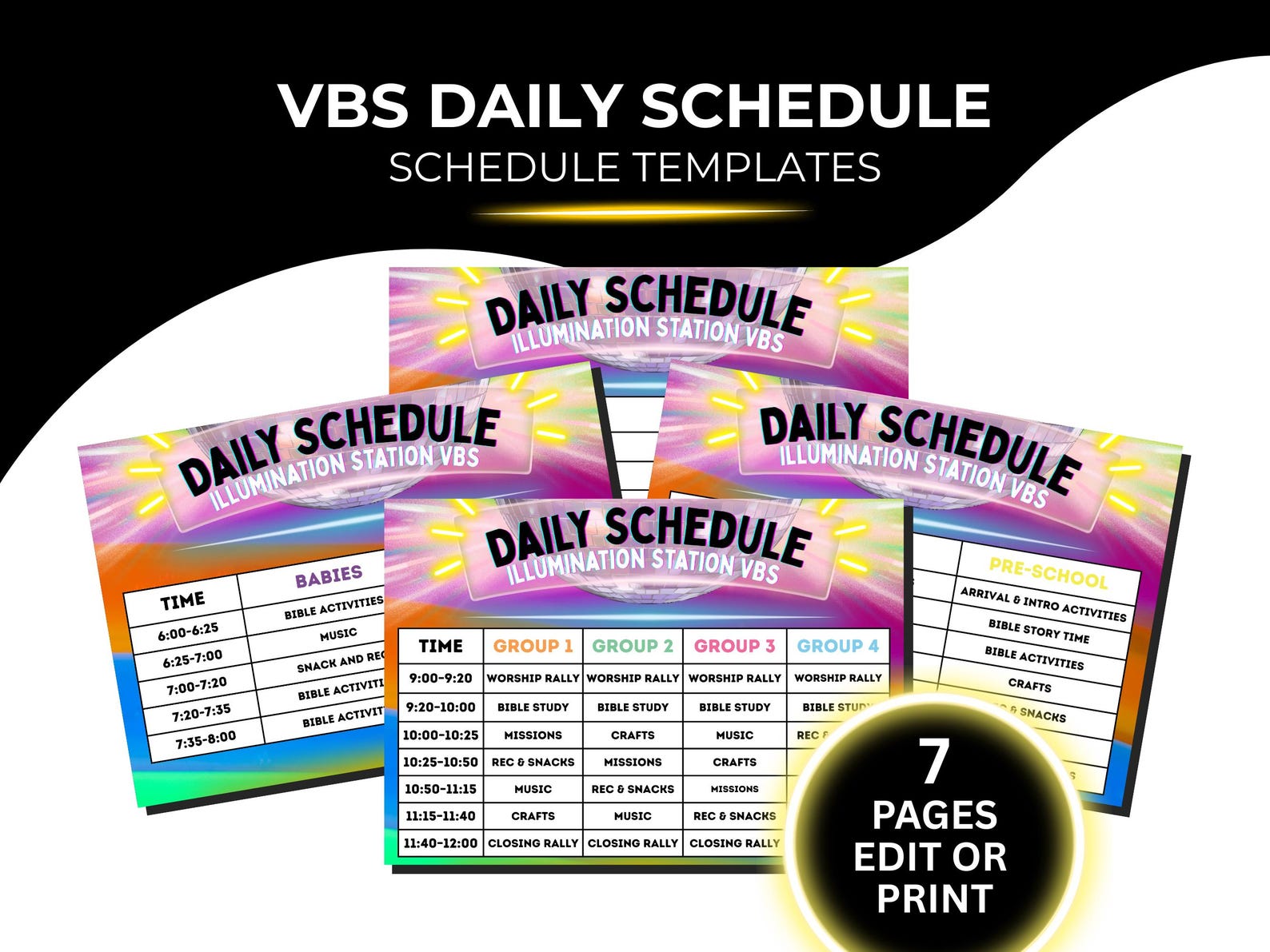 VBS 2026 Daily Schedule Template Canva | Vacation Bible School ...
