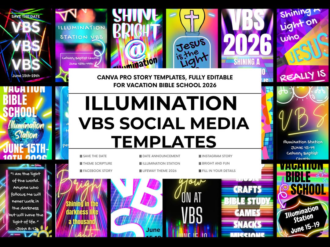 VBS 2026 Canva PRO Templates | Illumination Station Social Media Kit ...