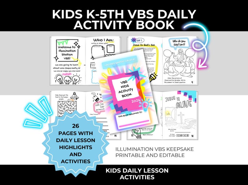 KIDS Illumination VBS Activity Book Printable | Christian Kids Workbook ...