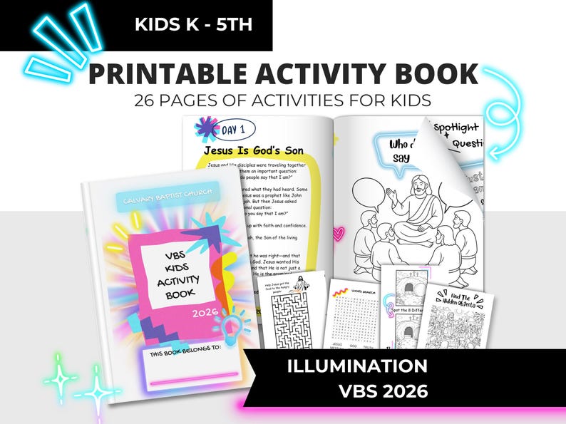 KIDS Illumination VBS Activity Book Printable | Christian Kids Workbook ...