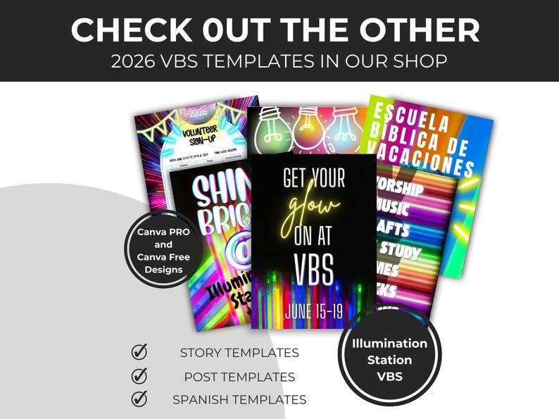 VBS 2026 Canva Bundle | Illumination Station Church Templates | Social ...