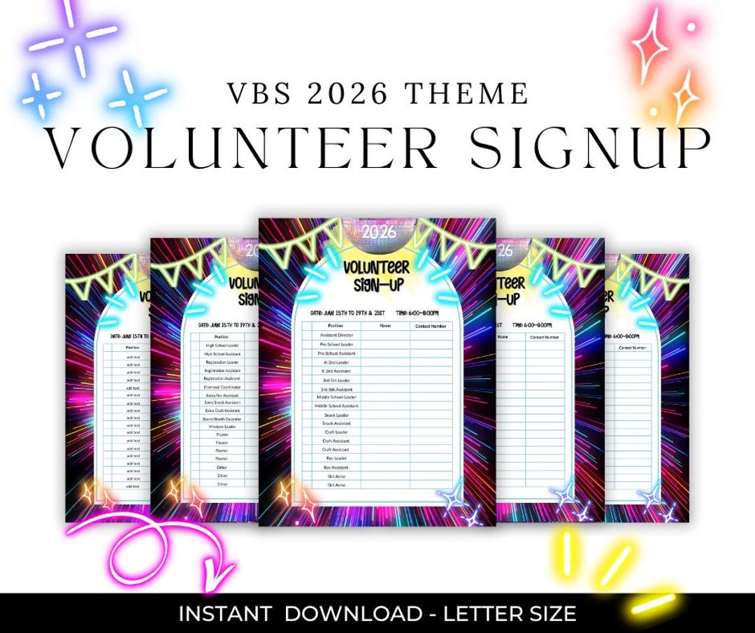 VBS 2026 Volunteer Sign up Sheet Canva PRO Template | Illumination ...