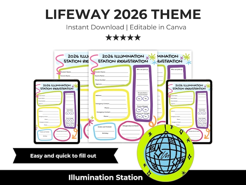 VBS 2026 Registration Form Canva Free Template | Vacation Bible School ...