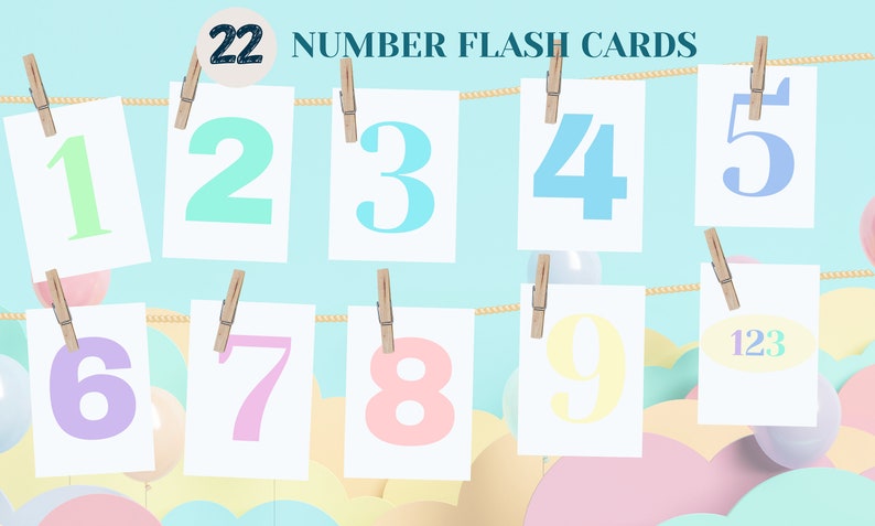 Number Flash Cards Homeschool Preschool Montessori Printable Cards Math ...