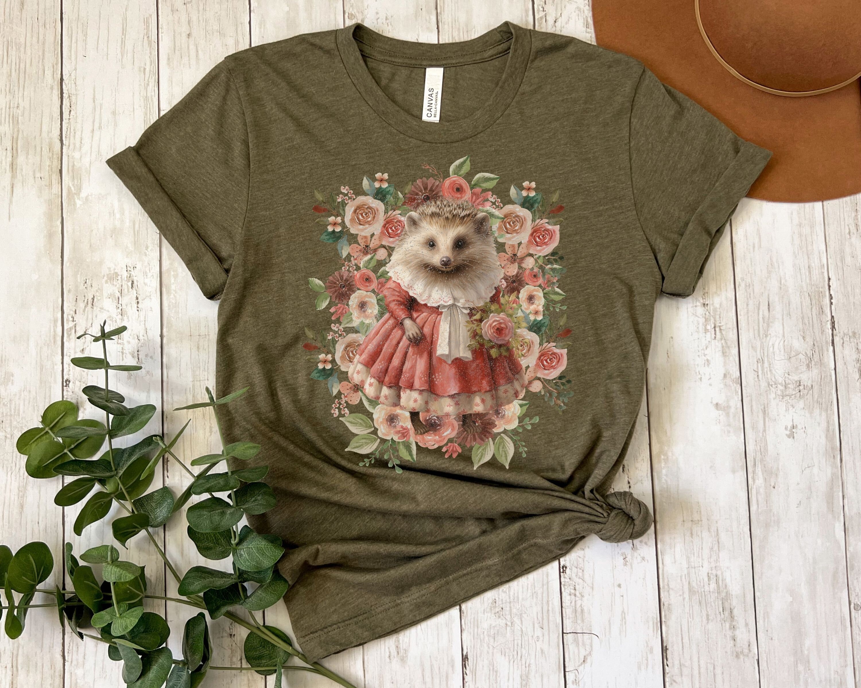 Floral Hedgehog Cottagecore Shirt, Cute Hedgehog Gifts, Cottagecore ...