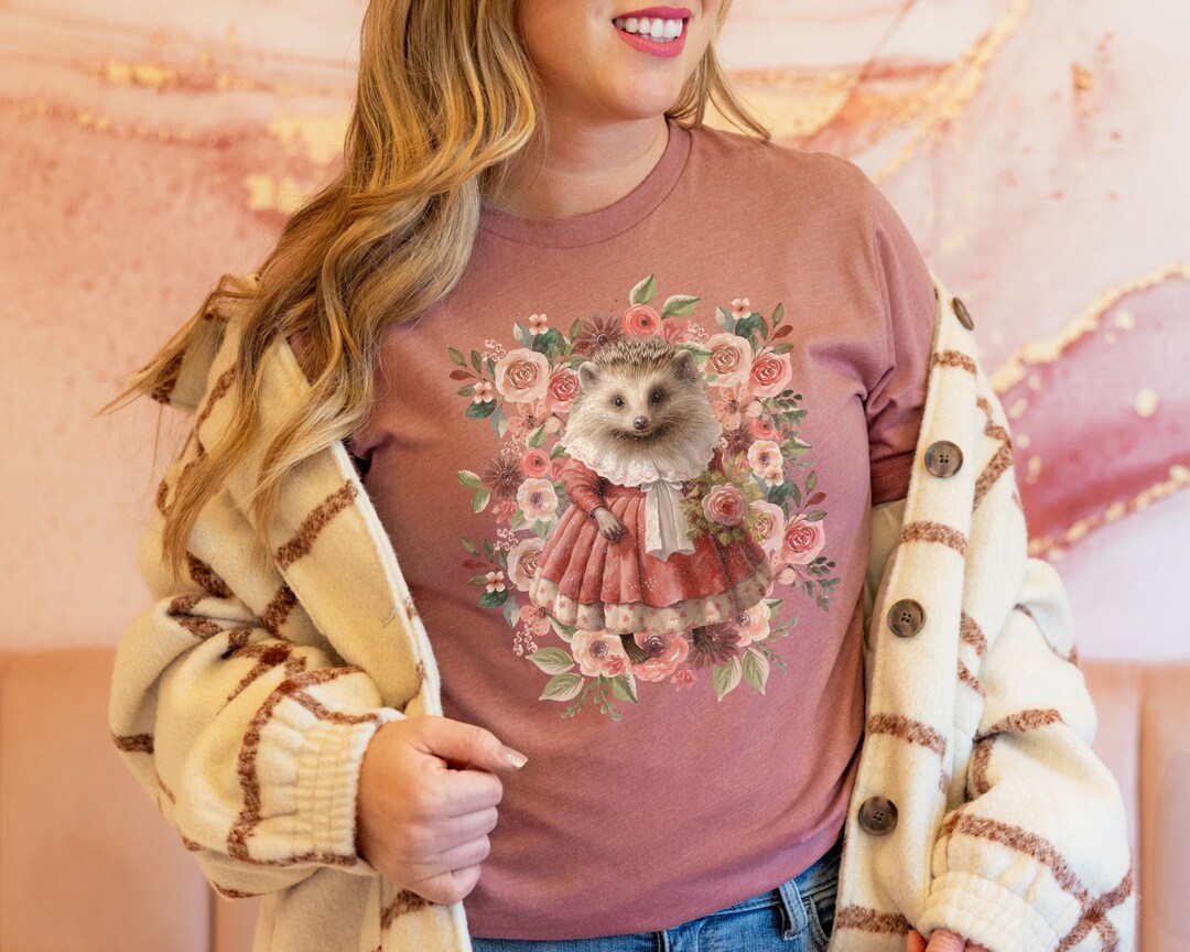 Floral Hedgehog Cottagecore Shirt, Cute Hedgehog Gifts, Cottagecore ...