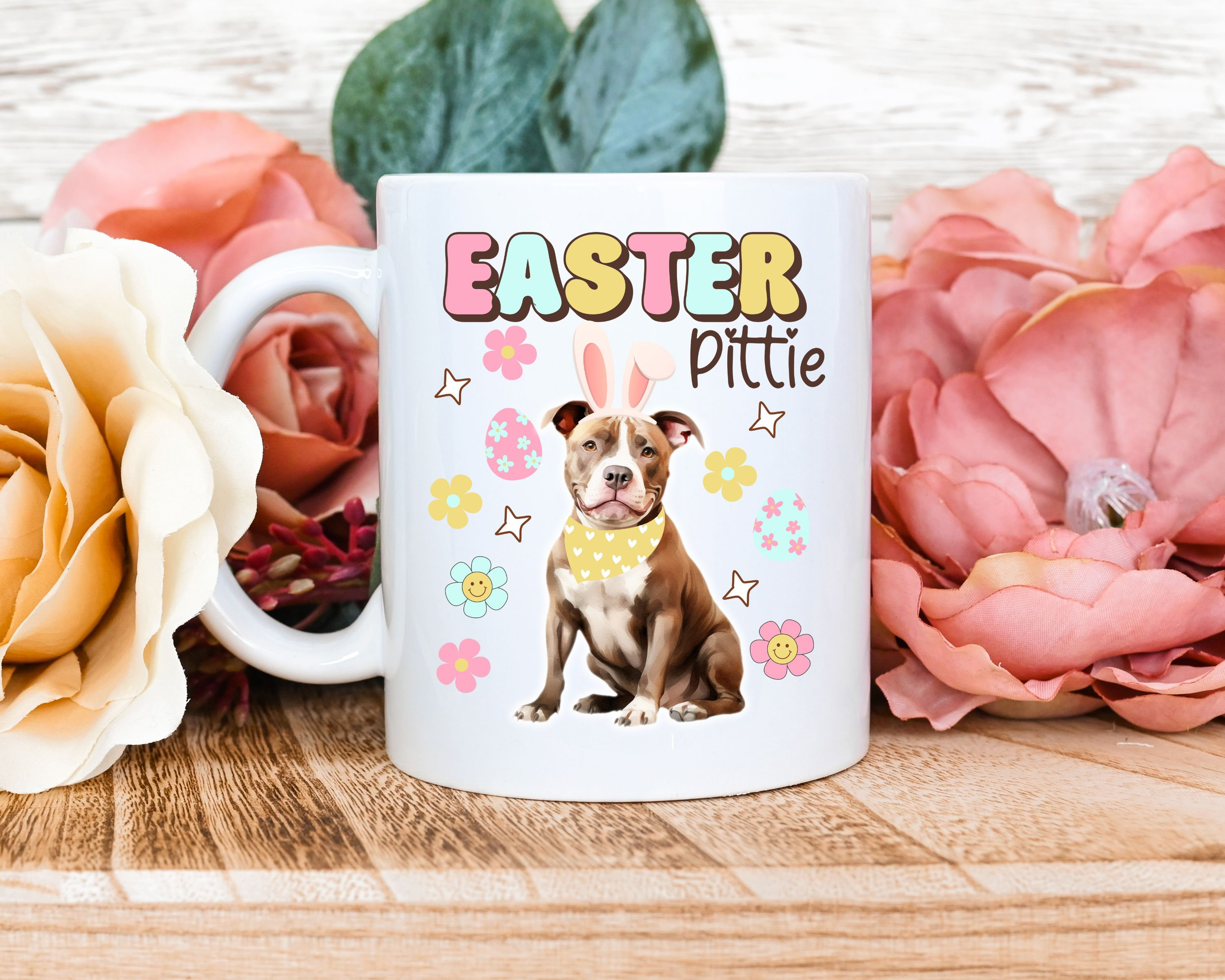 Pitbull Easter Coffee Mug, Easter Coffee Cup, Bunny Coffee Mug, Dog Mom ...