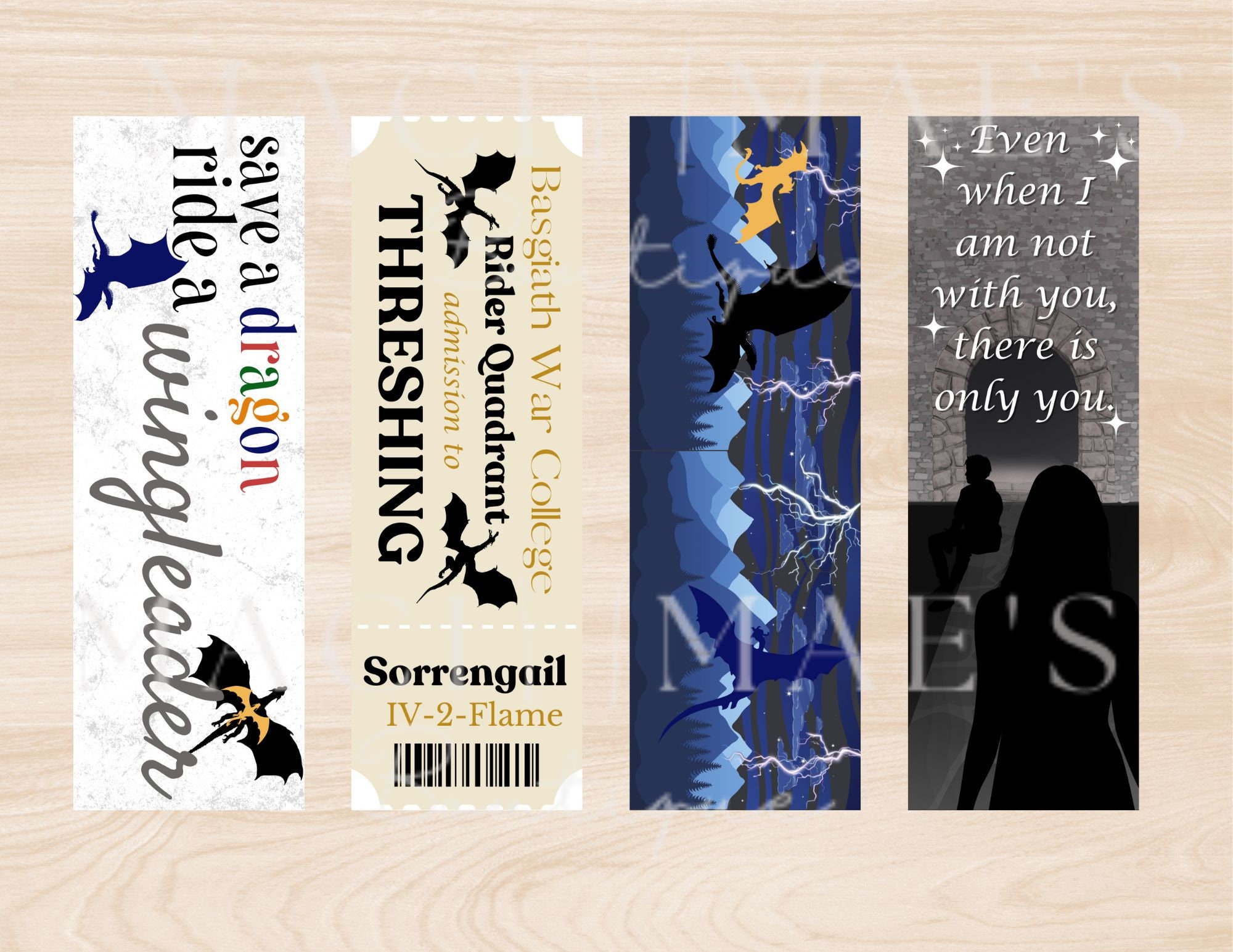 Printable Dragon Rider Set of 8 Bookmarks, Digital Printable Bookmarks ...