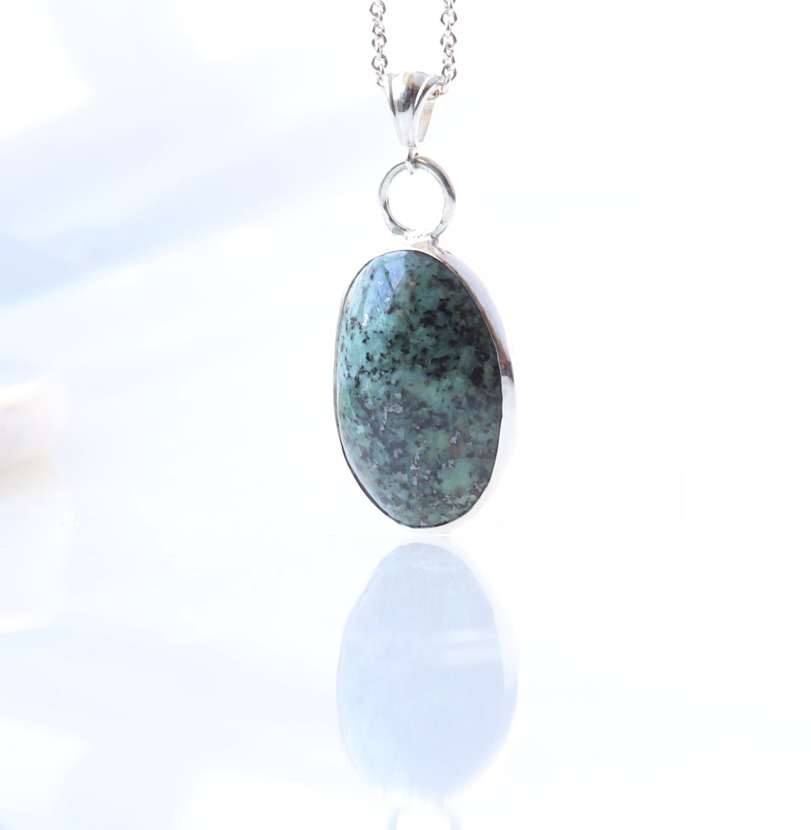 Rare Dendritic Candelaria Turquoise Cabochon Pendant Necklace, in ...