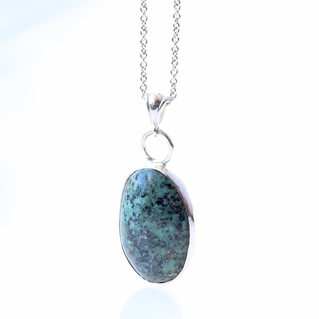 Rare Dendritic Candelaria Turquoise Cabochon Pendant Necklace, in ...