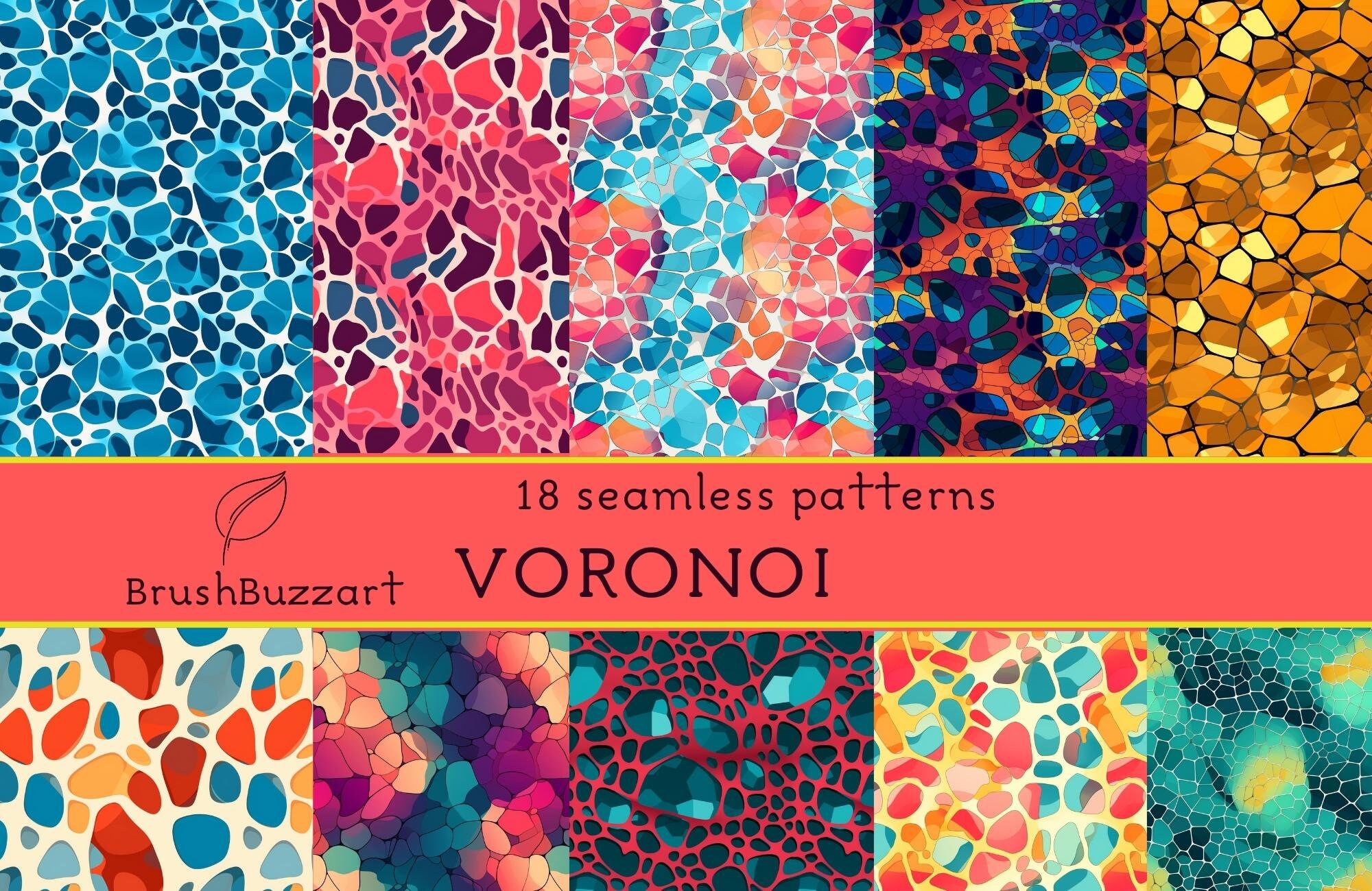 Voronoi Seamless Pattern Digital Art Tessellation Etsy