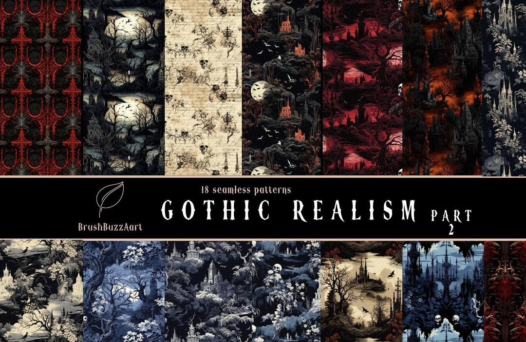 Gothic Realism Seamless Pattern Victorian Gothic Art Prints for ...