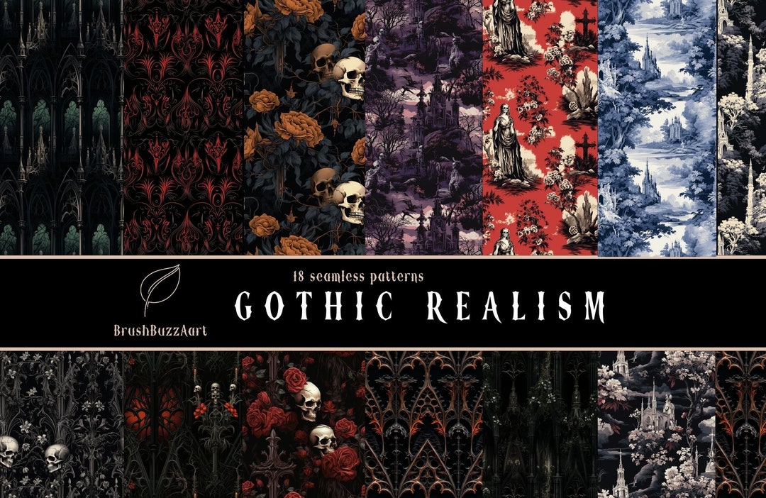Gothic Realism Seamless Patterns Victorian Gothic Art Deco for ...