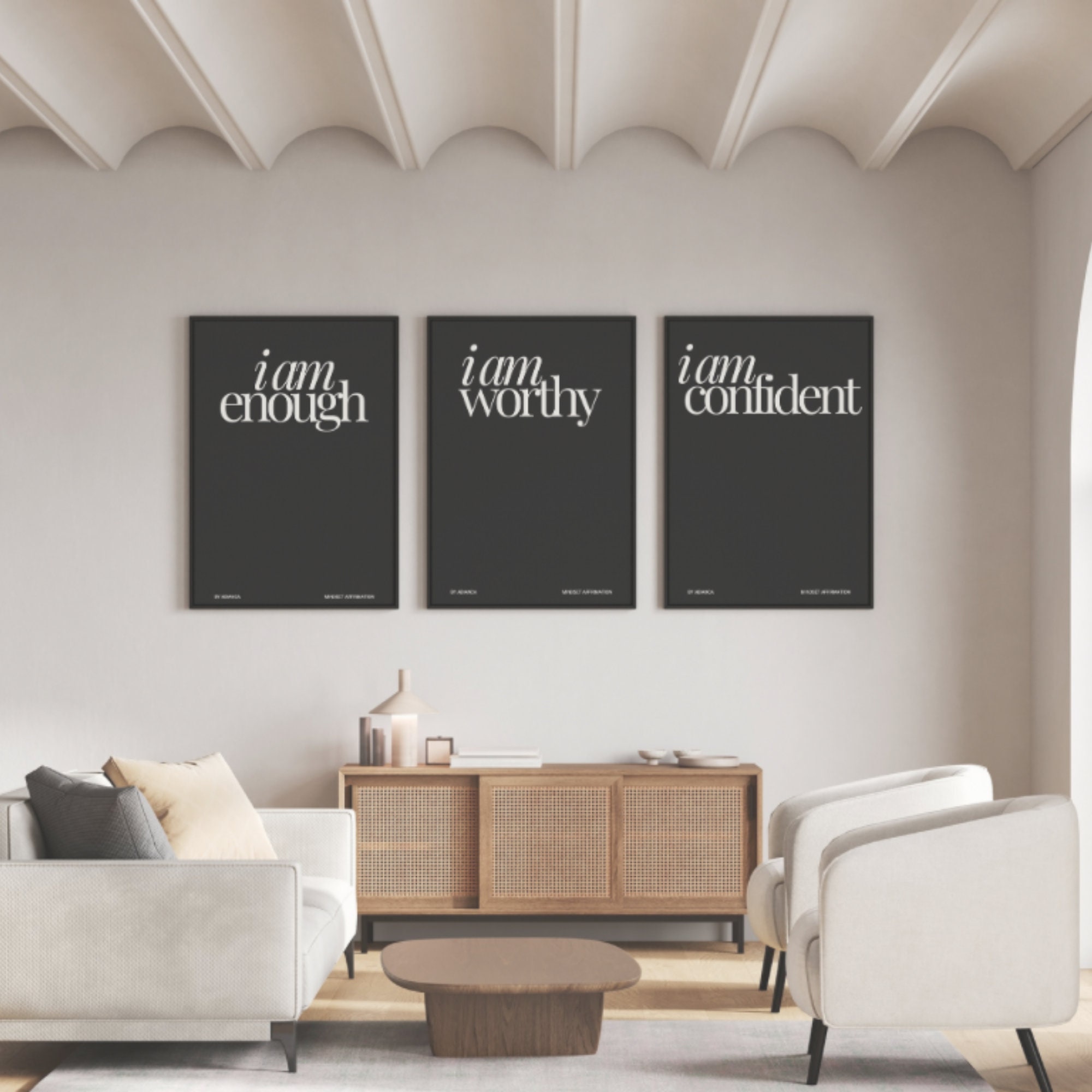 Self Care Affirmation Wall Art Set of 3 I Am Enough, Worthy, Confident ...