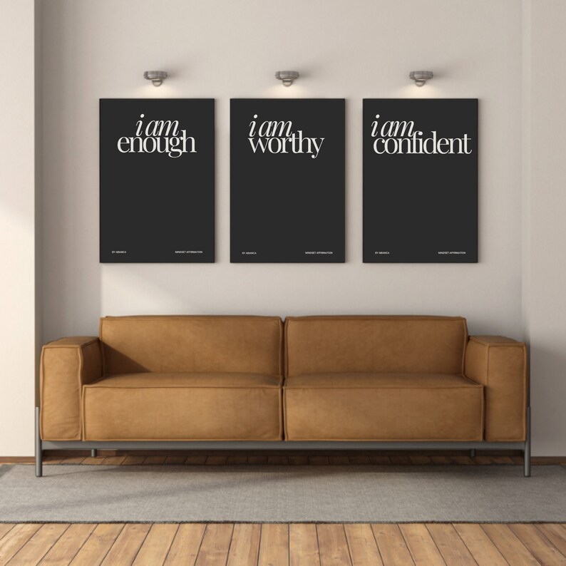Self Care Affirmation Wall Art Set of 3 - ‘I Am Enough, Worthy ...