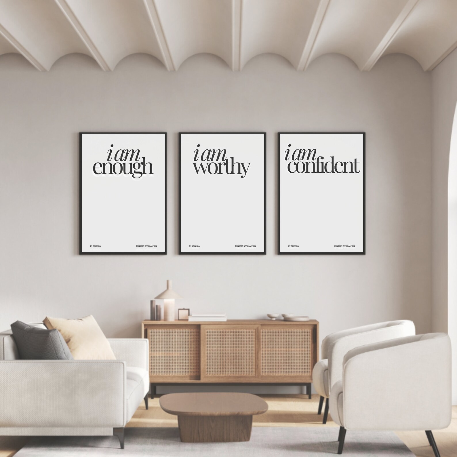 Self Care Affirmation Wall Art Set of 3 - ‘I Am Enough, Worthy ...