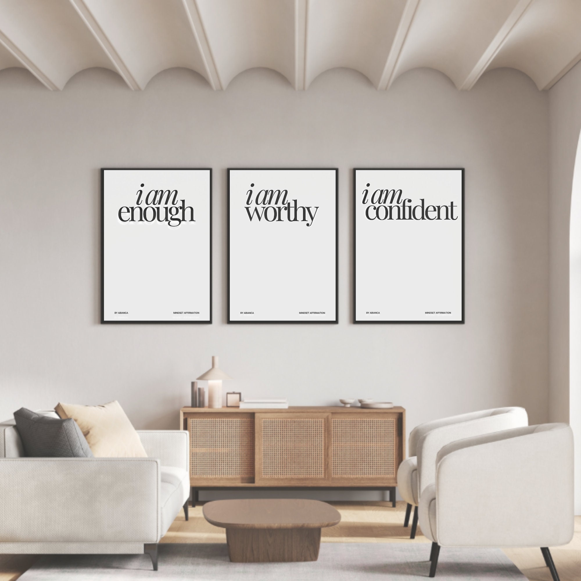 Self Care Affirmation Wall Art Set of 3 I Am Enough, Worthy, Confident ...