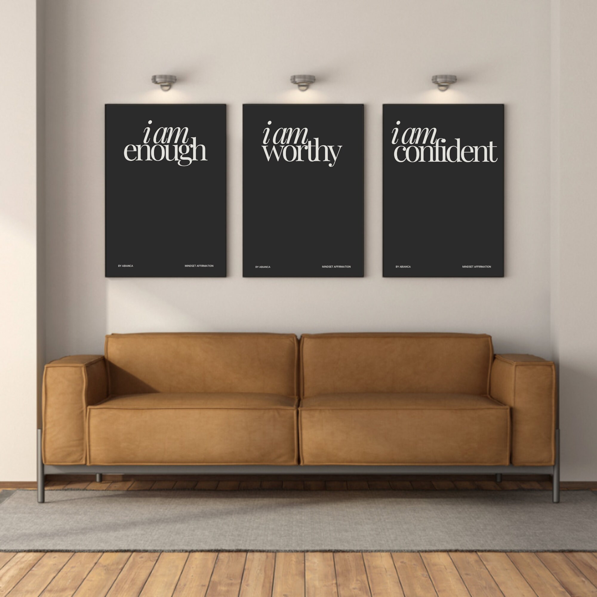 Self Care Affirmation Wall Art Set of 3 I Am Enough, Worthy, Confident ...