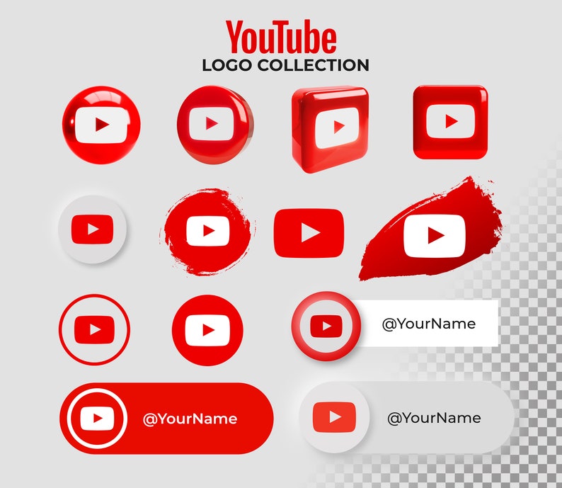 13 Different Youtube Logo Clip Art | Transparent High Resolution PSD ...