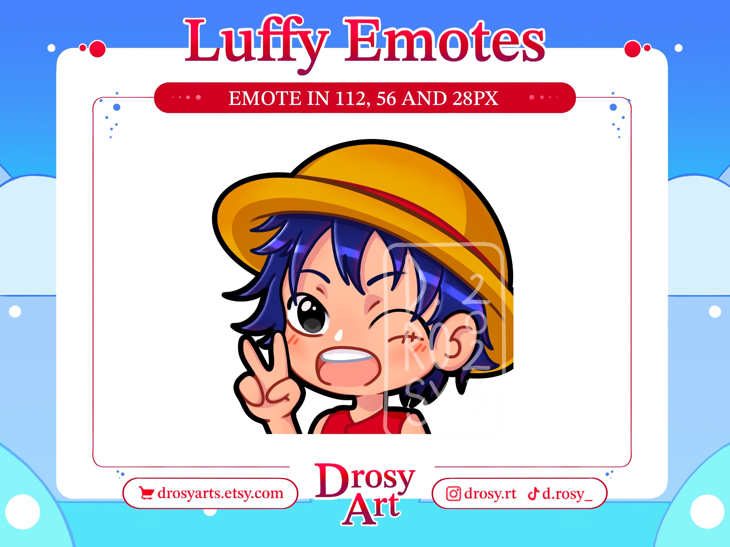 Luffy Peace Sign Emote for Twitch/discord/youtube | Kawaii Emotes ...