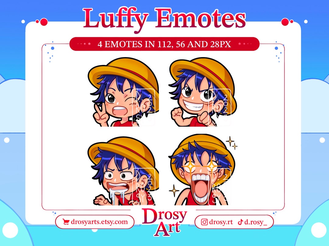 Luffy One Piece Emote Set for Twitch/discord/youtube | Kawaii Emotes ...