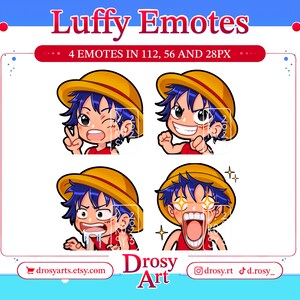Luffy One Piece Emote Set for Twitch/discord/youtube | Kawaii Emotes ...