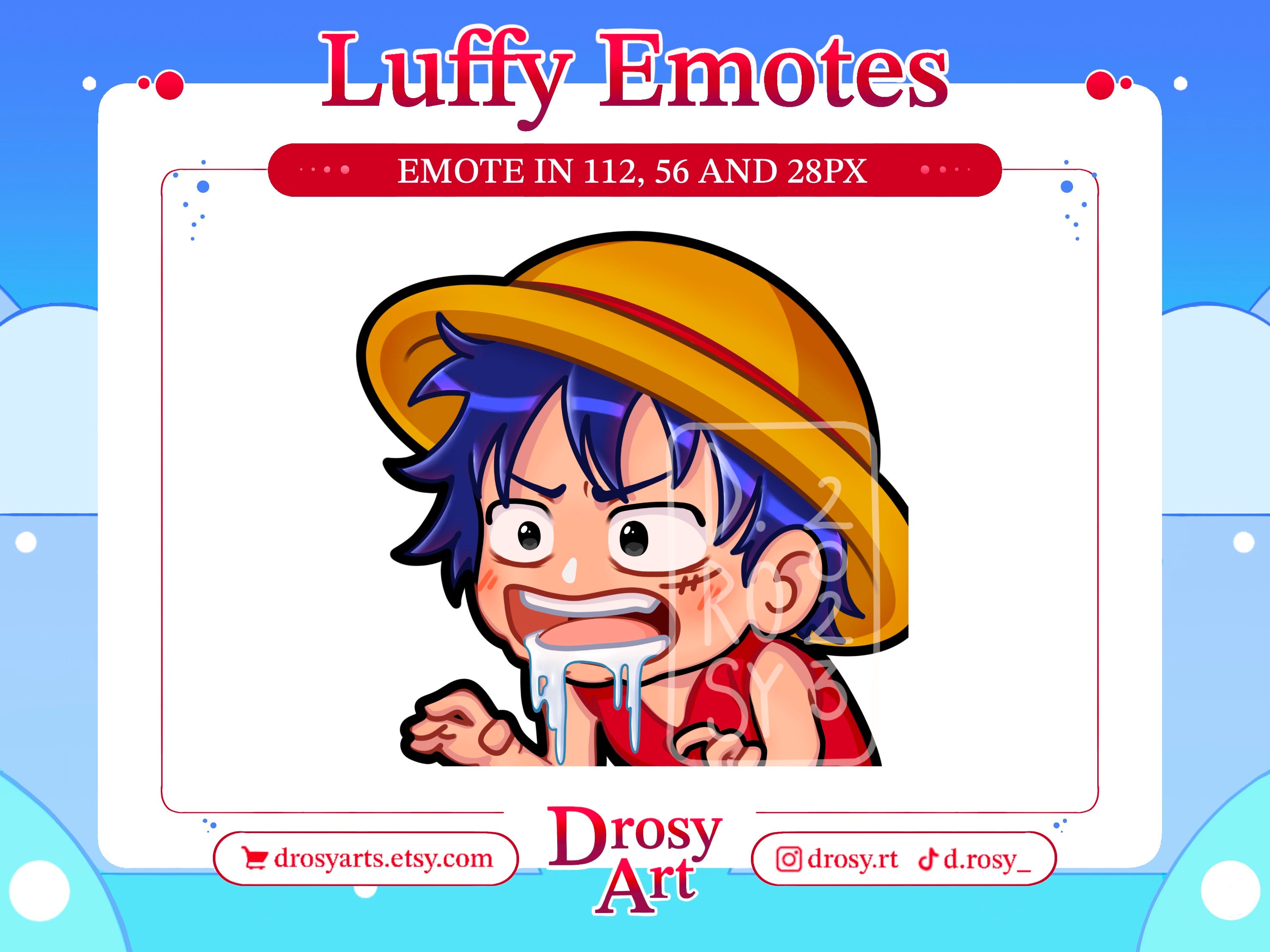 Luffy Drooling Emote for Twitch/discord/youtube | Kawaii Emotes | Cute ...