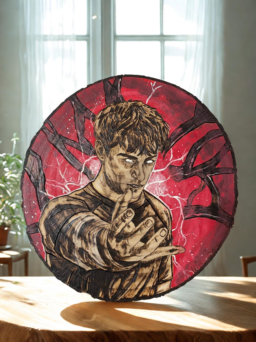 Pyrography Portrait on Natural Wood 23cm X 23cm - Will Byers - THE ...