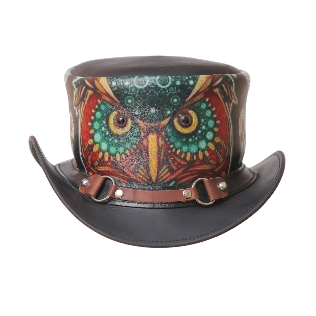 Top Hat biker Hat Leather Top Hat Handmade With 100% Cowhide Leather ...