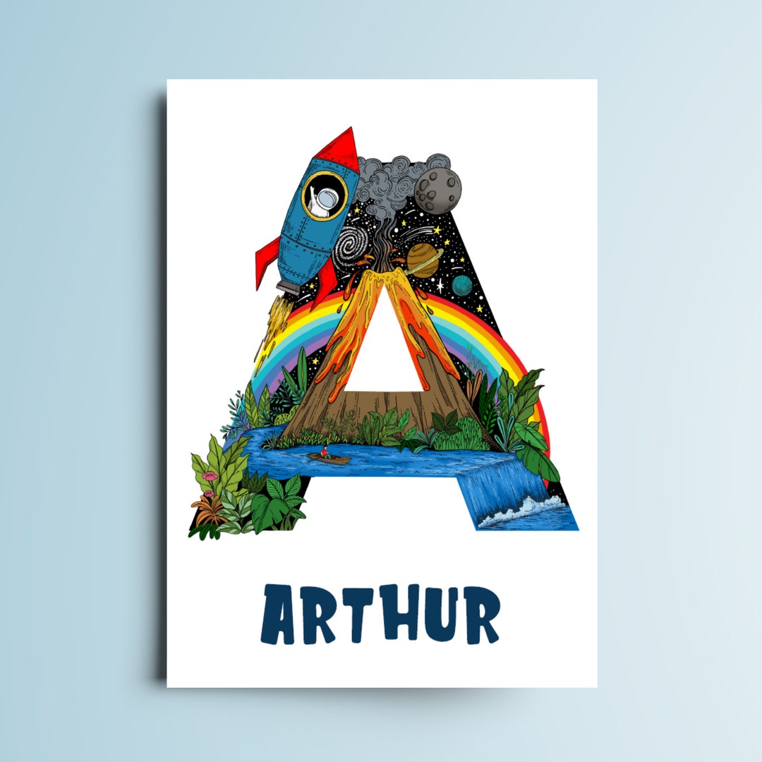 Custom Personalized Alphabet Name Art for Kids Custom Hand-drawn ...
