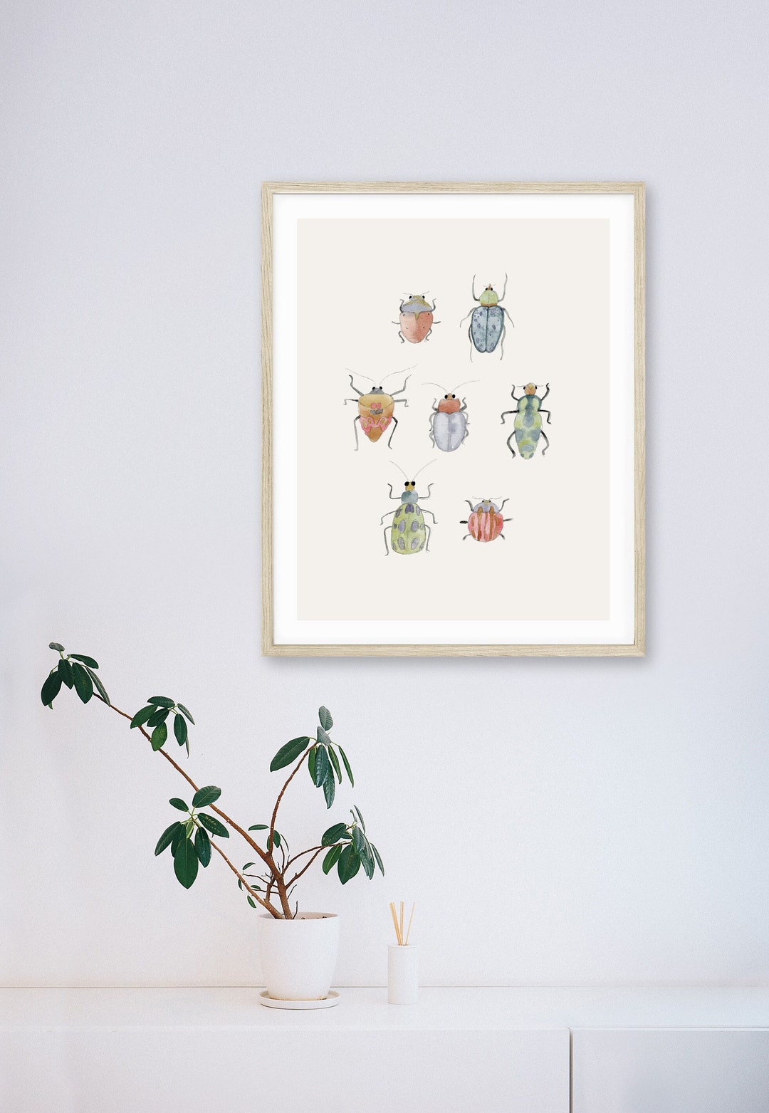 Watercolour Bugs Wall Art Nursery Printable Art Kid Wall Print Gender ...