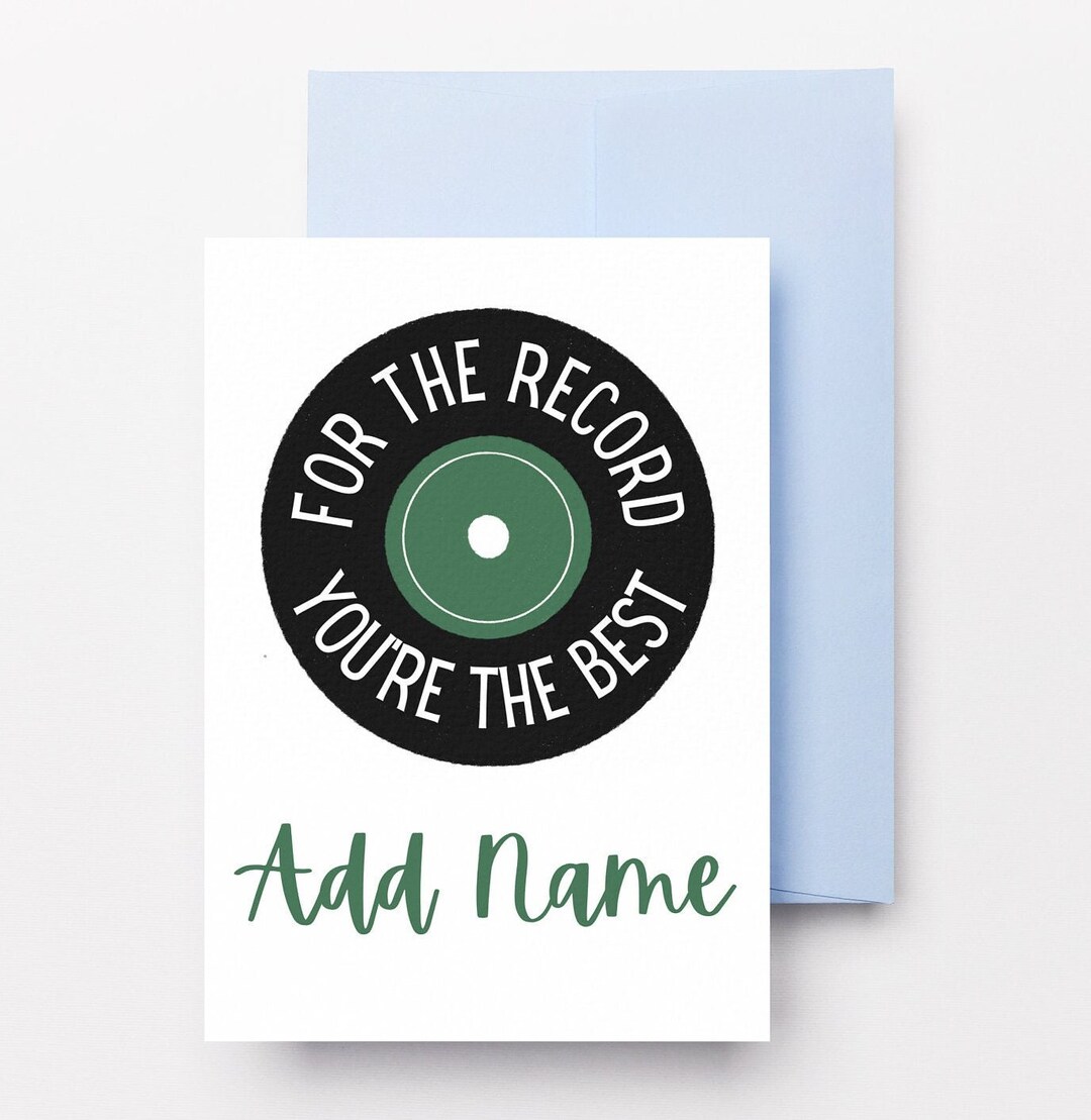 Vinyl Record Appreciation Card Anniversary Card Personalised Father's ...