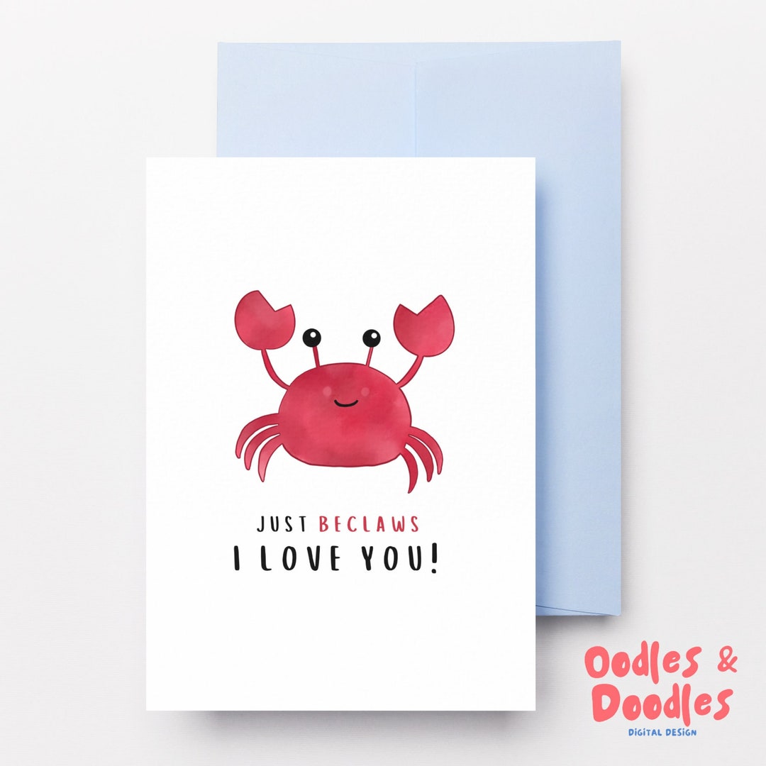 Crab Mother's Day Card | Just Beclaws I Love You | Card for Her | 5 by ...