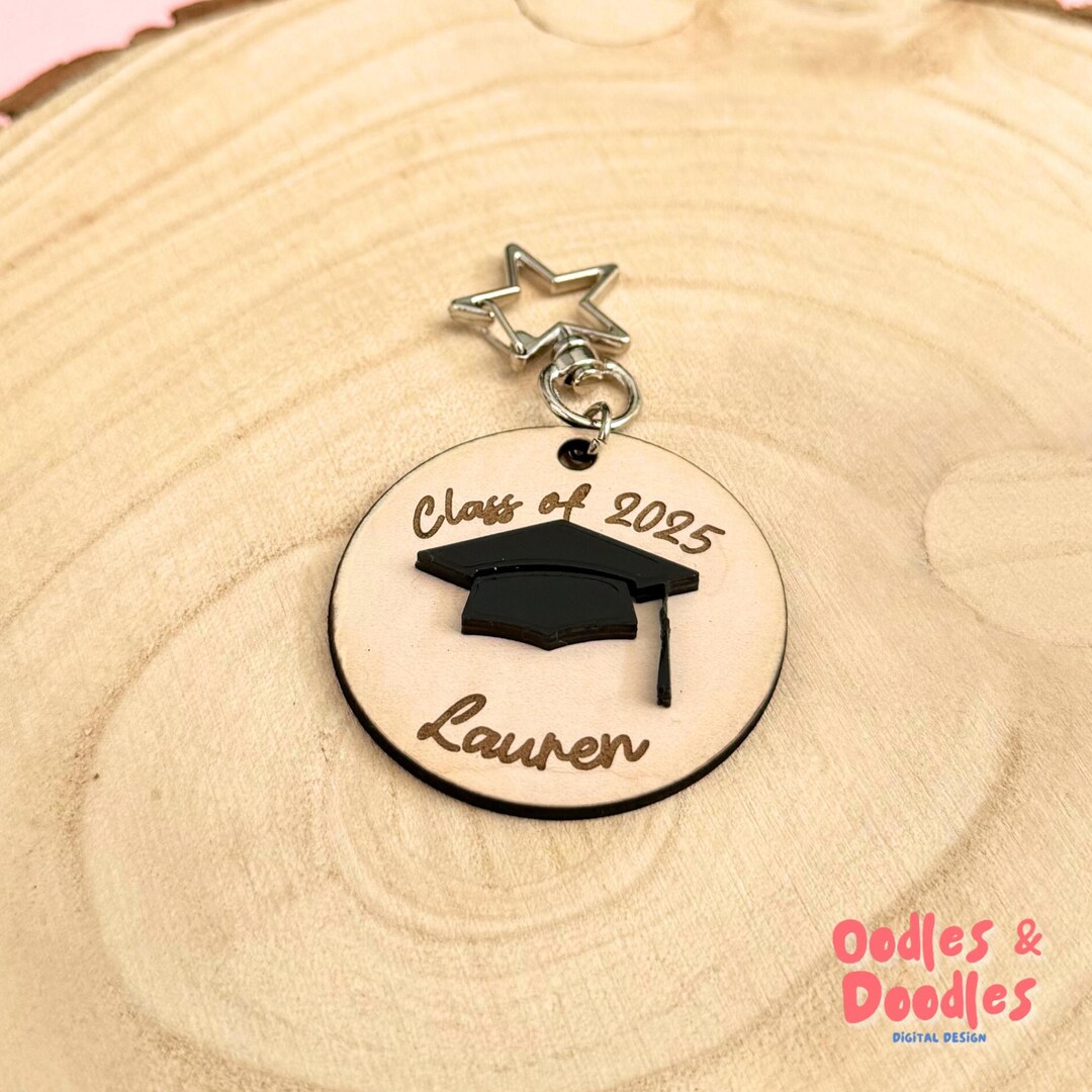 Round Graduation Keyring | MDF Graduation Key Chain With Star Clasp ...