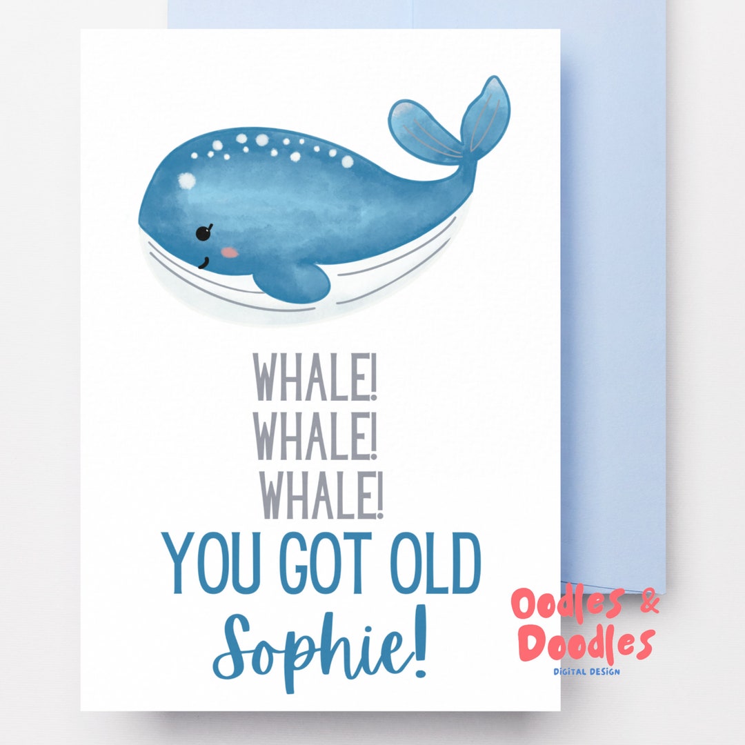 Personalised Whale Birthday Card Whale Greeting Card Personalised Card ...