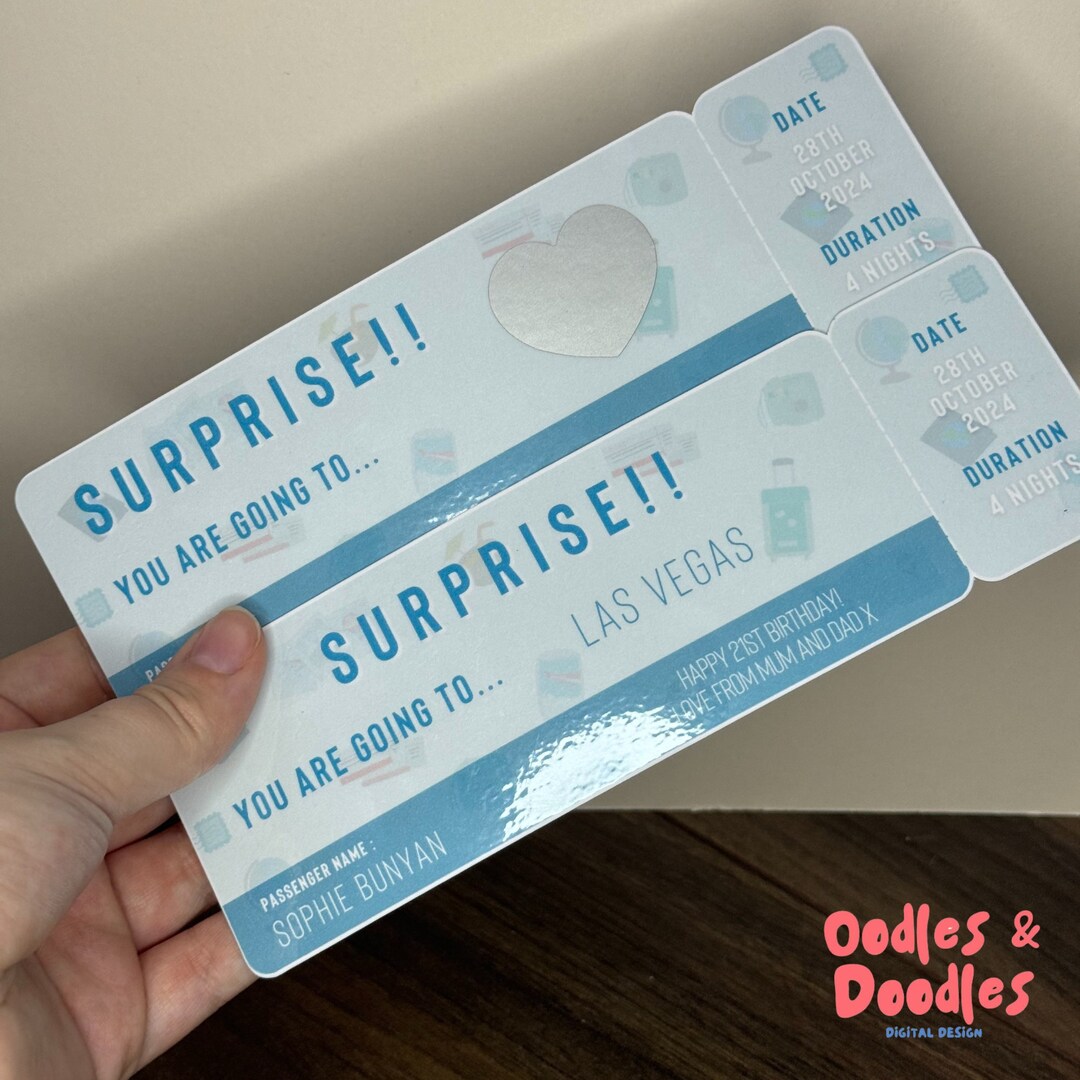 Custom Plane Ticket Surprise Trip Ticket Custom Gift Surprise Ticket ...