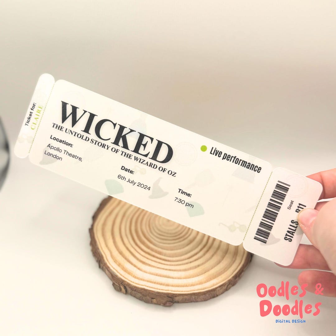 Wicked Custom Theatre Ticket | Musical-themed Gift | Custom Gift ...